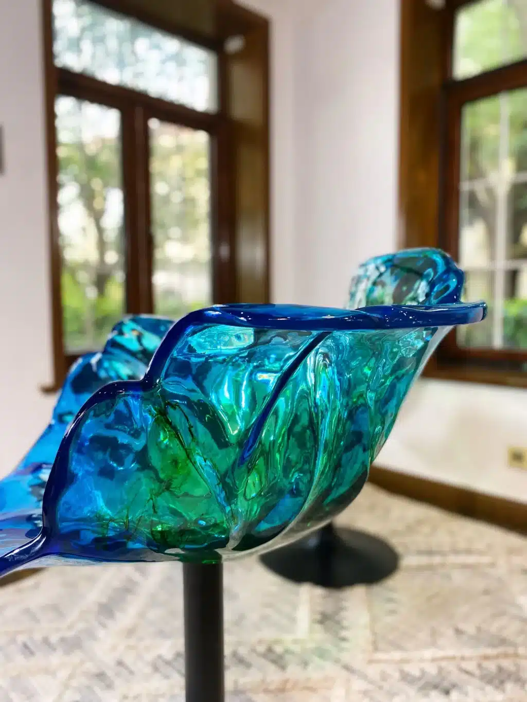 Hand Crafted Marbling Flower Bar Stool