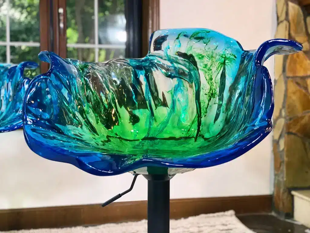 Hand Crafted Marbling Flower Bar Stool